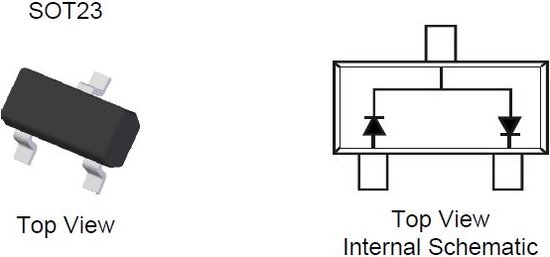 BAV99 Small Signal Diode, Dual Series, 75 V, 300 mA, 1.25 V, 4 ns, 2 A | 10 stuks | bol