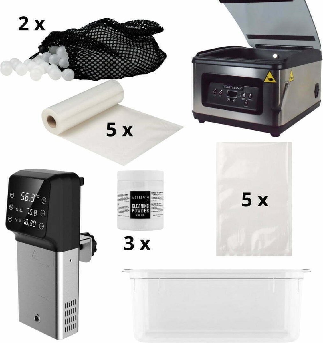 Sous vide restaurant pakket met krachtig sous vide apparaat, kamer ...