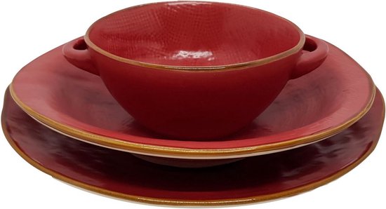 Vivi Oggi - Serviesset - Dinerbord - Diep Bord - Soepkom - Rood ...