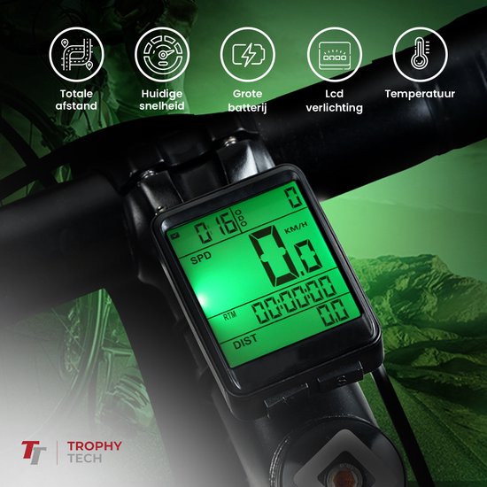 Trophy tech Draadloze Fietscomputer - 17 Functies - NL Handleiding - Fietscomputer... | bol
