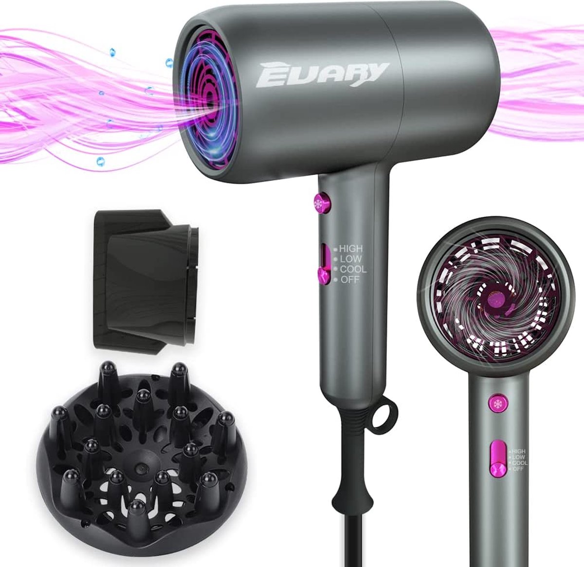 Top Kwaliteit Professionele Ionische Haardroger - 1800 W - 2,5 m. kabel ...