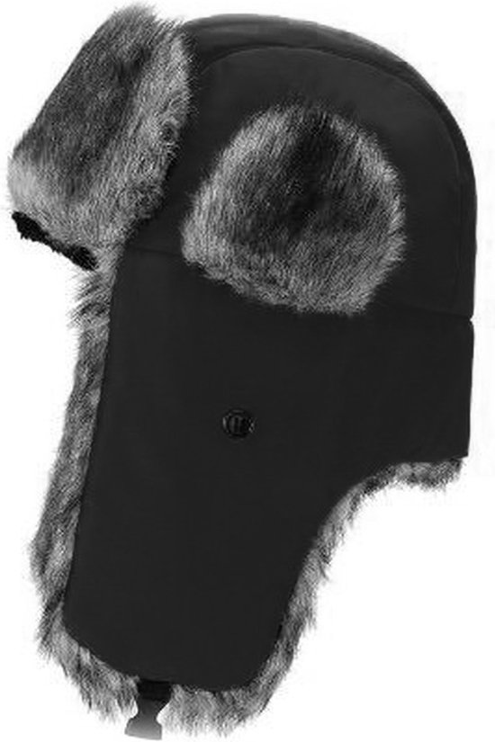 Zwarte Ushanka - Russische muts - Bontmuts - Shapka - Dames en Heren ...