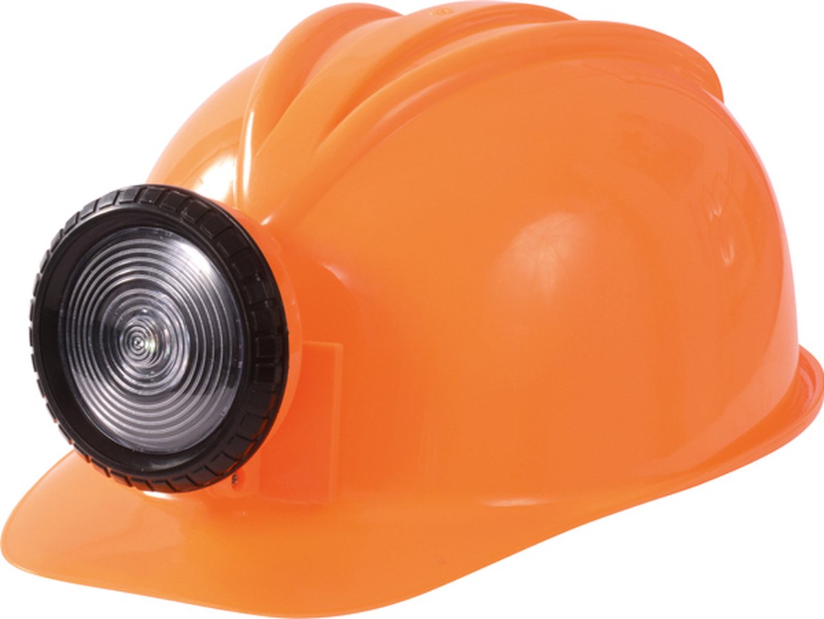 Oranje bouwhelm met lamp | bol