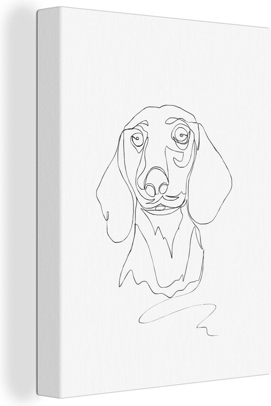 Peinture sur toile dessin d'un chien Teckel - 30x40 cm - Décoration ...