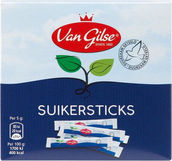 Van Gilse Suikersticks 5 gram Doos 12 Doosjes Totaal 600 Suiker Sticks ...
