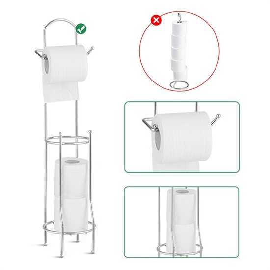 Wc Rolhouder Staand – Plek voor 4 Rollen – Reserverolhouder – Zwart ...