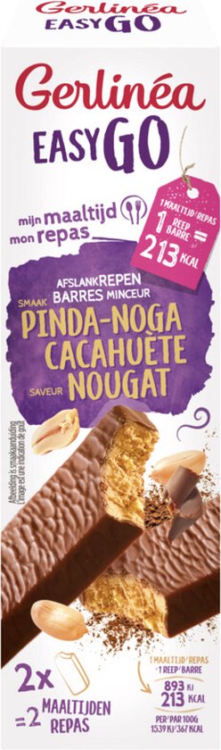 Gerlinea Easy Go Afslank Maaltijdrepen Pinda Nougat 2x58g | bol