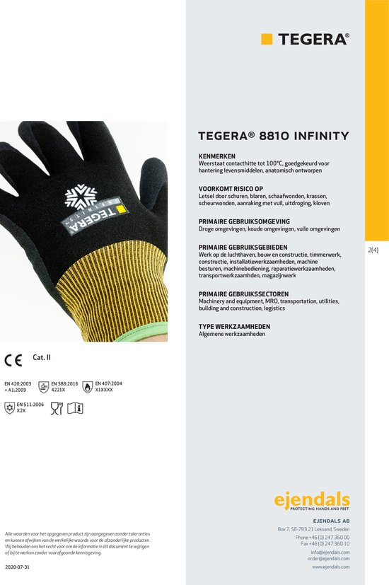 TEGERA® 8810R INFINITY - Gripverhogende winter werkhandschoen voor precisiewerk - maat L/9 | bol.com