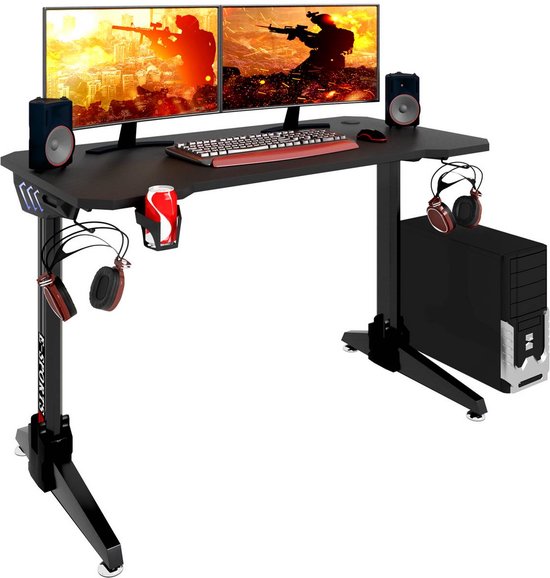Gaming tafel computertafel met LED verlichting 57 x 120 cm Ergonomisch ...