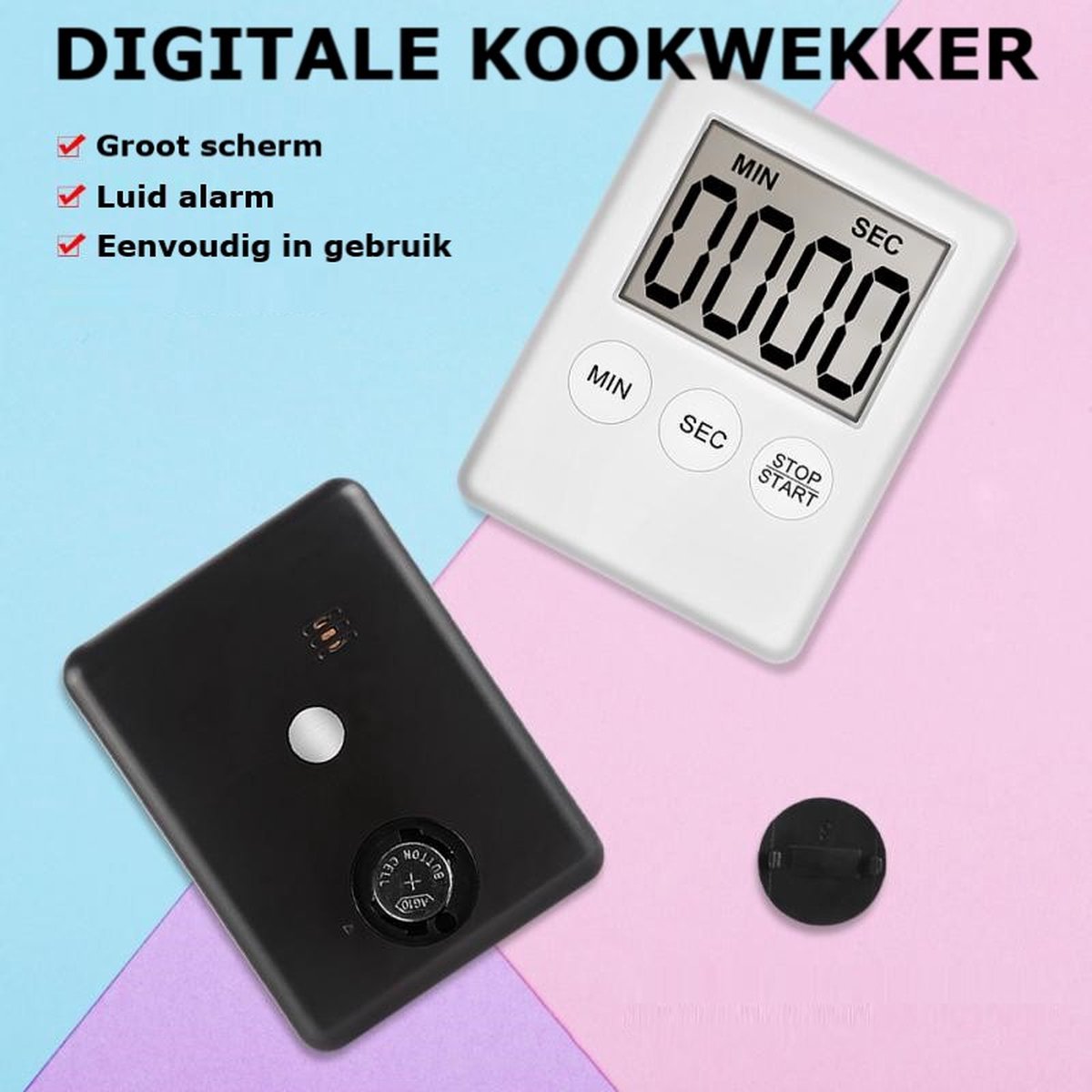 Magnetische kookwekker met alarm - digitale timer- inclusief batterij ...