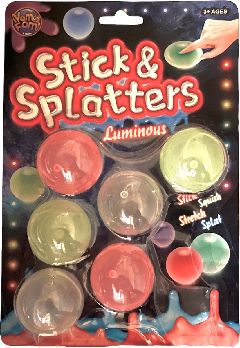 Sticky Balls - Globbles - Fidget Toys - Glow In The Dark - 6 Stuks - 4 ...
