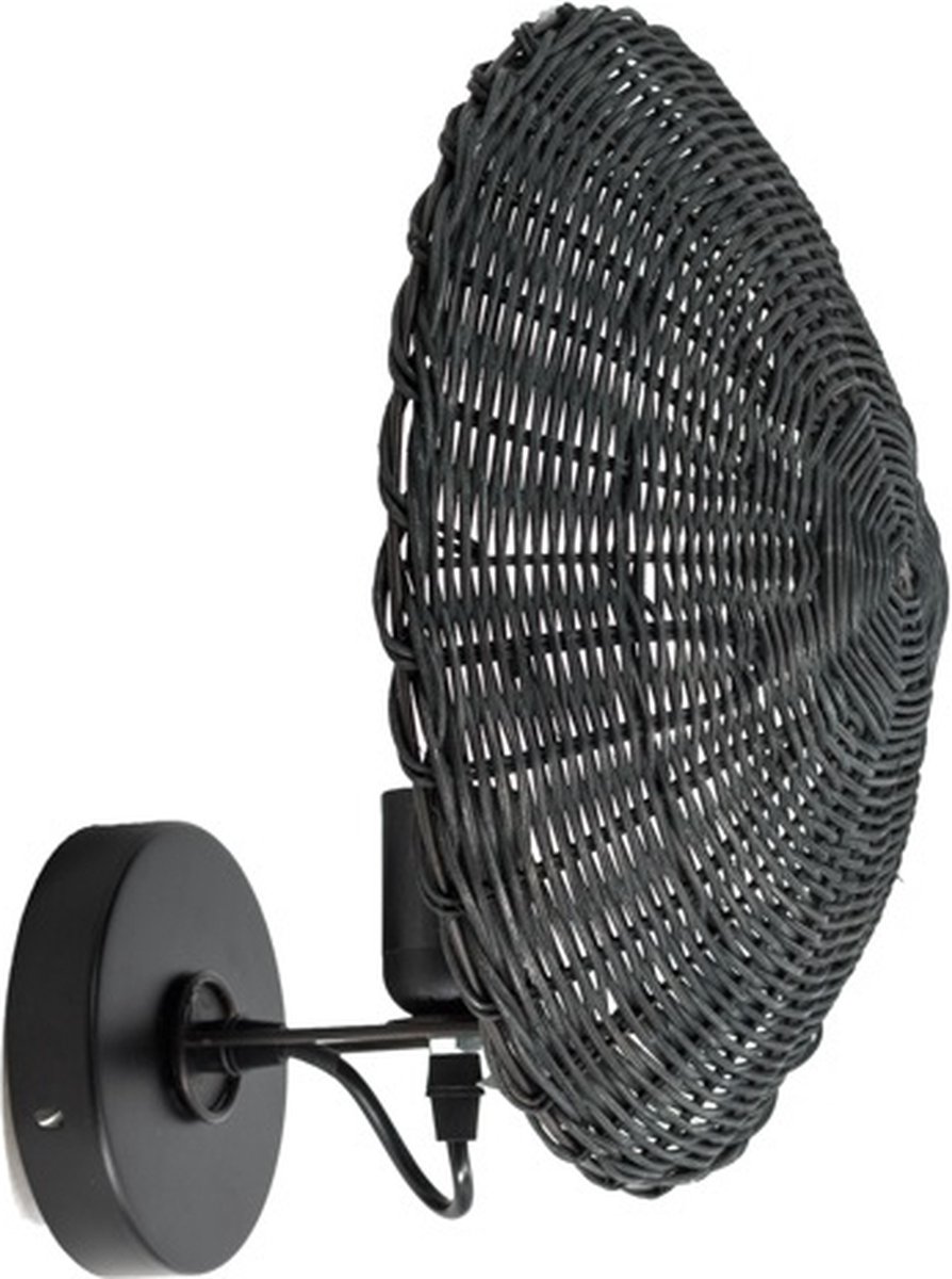 Wandlamp - Wandlamp Rotan - Muurlamp - Zwart - 30 cm breed | bol.com