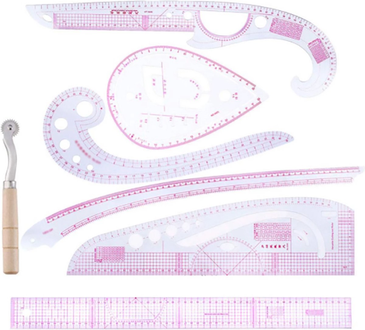 Coupeuse Liniaal Set 6-Delig - Kleermakers Linialen - Kromme Lineaal ...