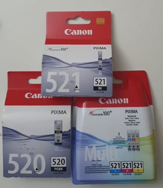 Canon PGBK 520/ CLI 521 BK, C,M,Y ORIGINEEL set 5 stuks | bol