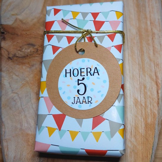 Traktatiestickers Hoera 5 Jaar - Stickervel - Cadeausticker - Wensetiket - Rond 40 mm... | bol