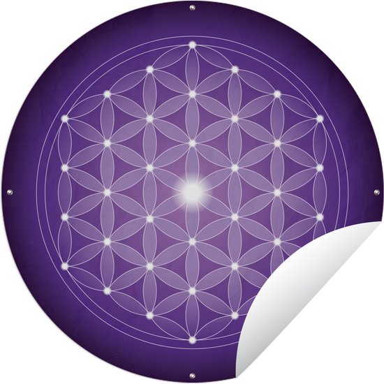 Tuincirkel Illustratie van een paarse flower of life - 150x150 cm ...