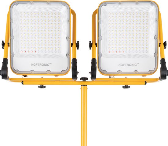 LED Bouwlamp op statief - 2 x 100 Watt - 6400K - Acculamp - Verstelbare ...