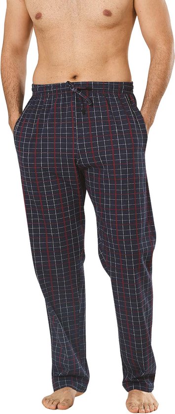 Pyjama Heren - Broek - 2 Pack - Navy / Bordeaux Geruit - XXL - Pyama ...