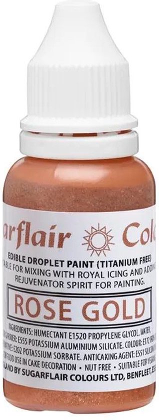 Sugarflair - Eetbare Verf - Rosé Goud - 14ml | bol.com