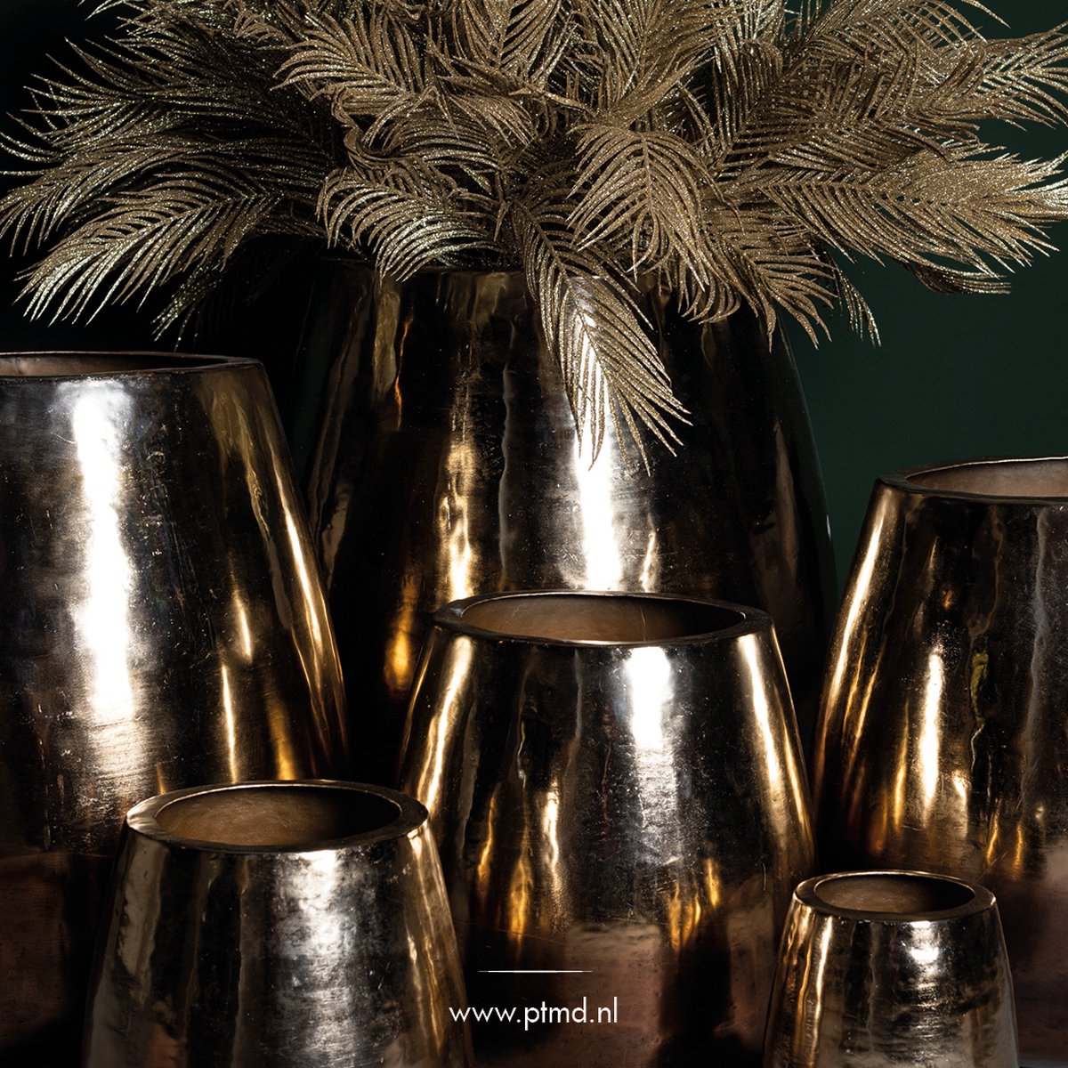 Vaas PTMD Fab Gold with antique copper alu pot 18x18x26 hoog | bol.com