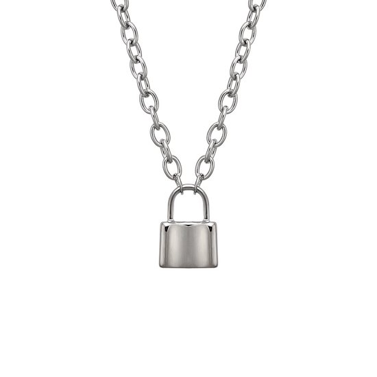Bixorp Lock Ketting met Slotje Zilverkleurig - Liefdes Ketting met Slot ...