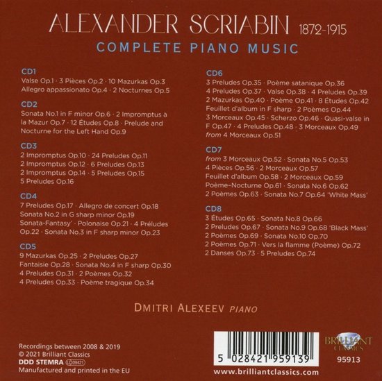 Dmitri Alexeev - Scriabin: Complete Piano Music (8 CD), Dmitri Alexeev | Muziek | bol