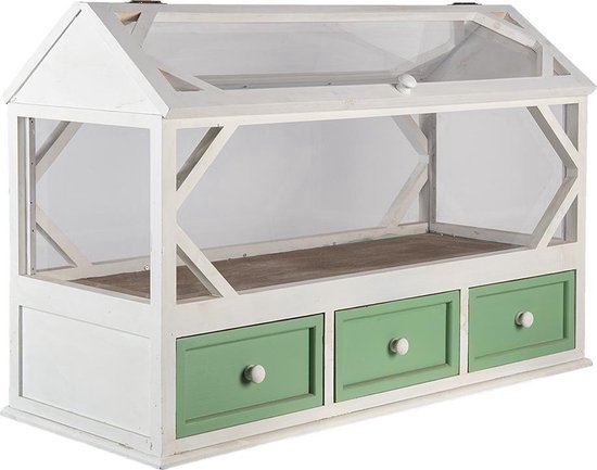 Decoratie kweekkasje 76*33*51 cm Wit Hout, Glas Rechthoek | bol
