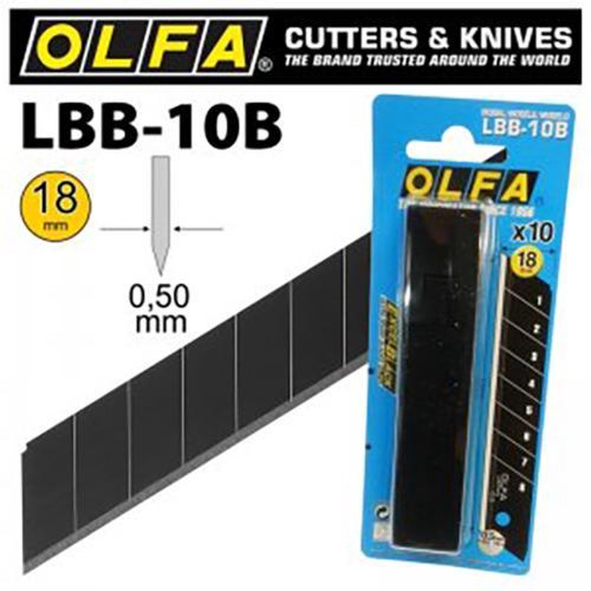 Olfa LBB-10 - Heavy duty reservemesjes - 18mm zwart - Blister van 10 | bol.com