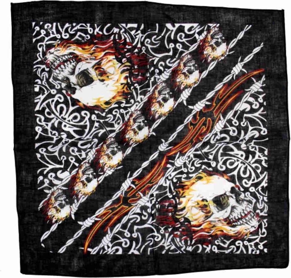 Zac's Alter Ego - Flaming skulls and barbed wire Bandana - Zwart | bol
