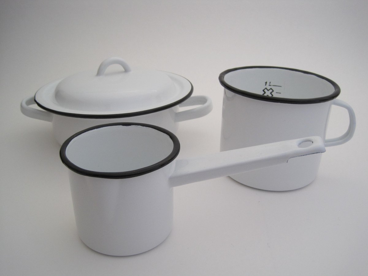 Emaille pannenset 3-delig - wit | bol.com