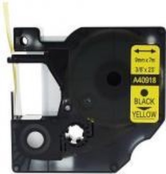 Labeltape Dymo Compatible 40918 D1 9mmx7m zwart op geel | bol