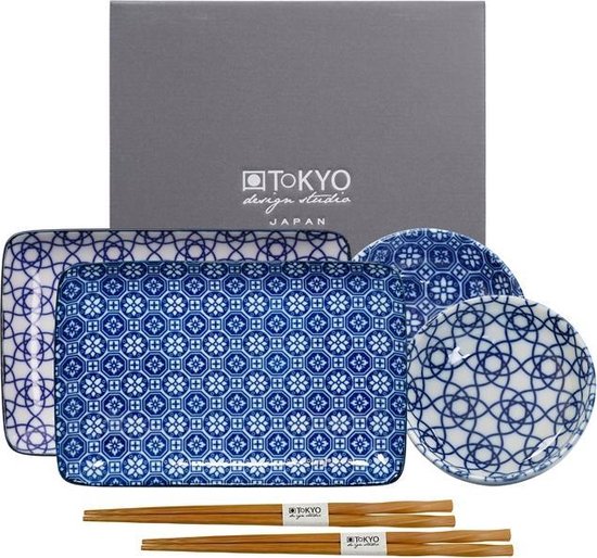 Tokyo Design Studio Nippon Blue Sushi Servies incl. chopsticks ...