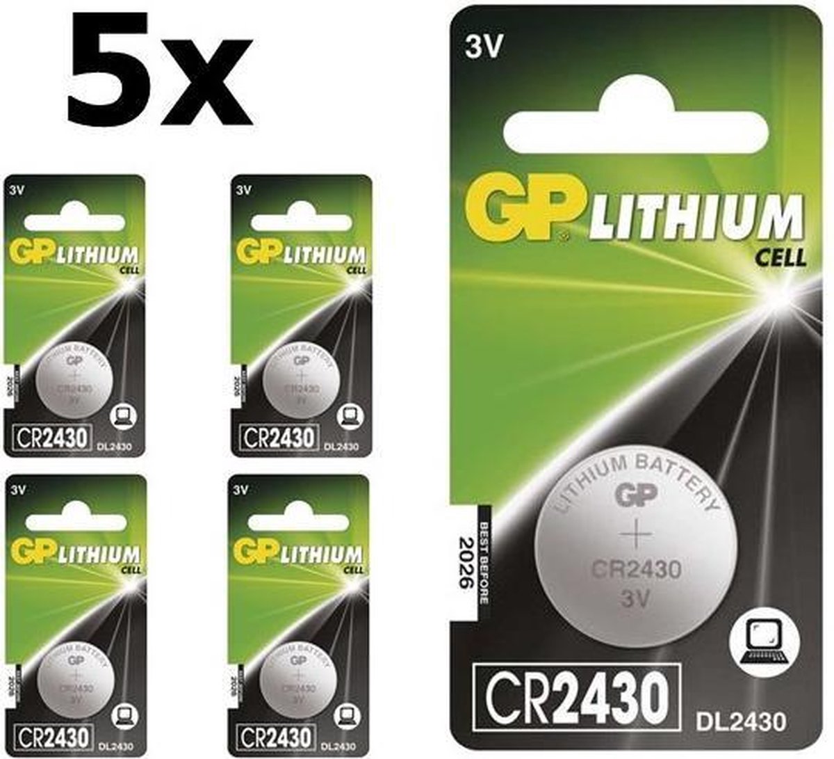 5 Stuks GP CR2430 3v lithium knoopcelbatterij | bol.com