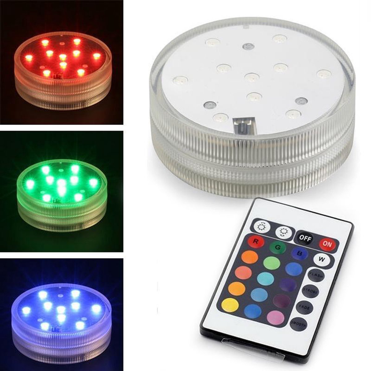 RGB LED-Base - 2 stuks - met afstandbediening - Incl. batterijen | bol.com