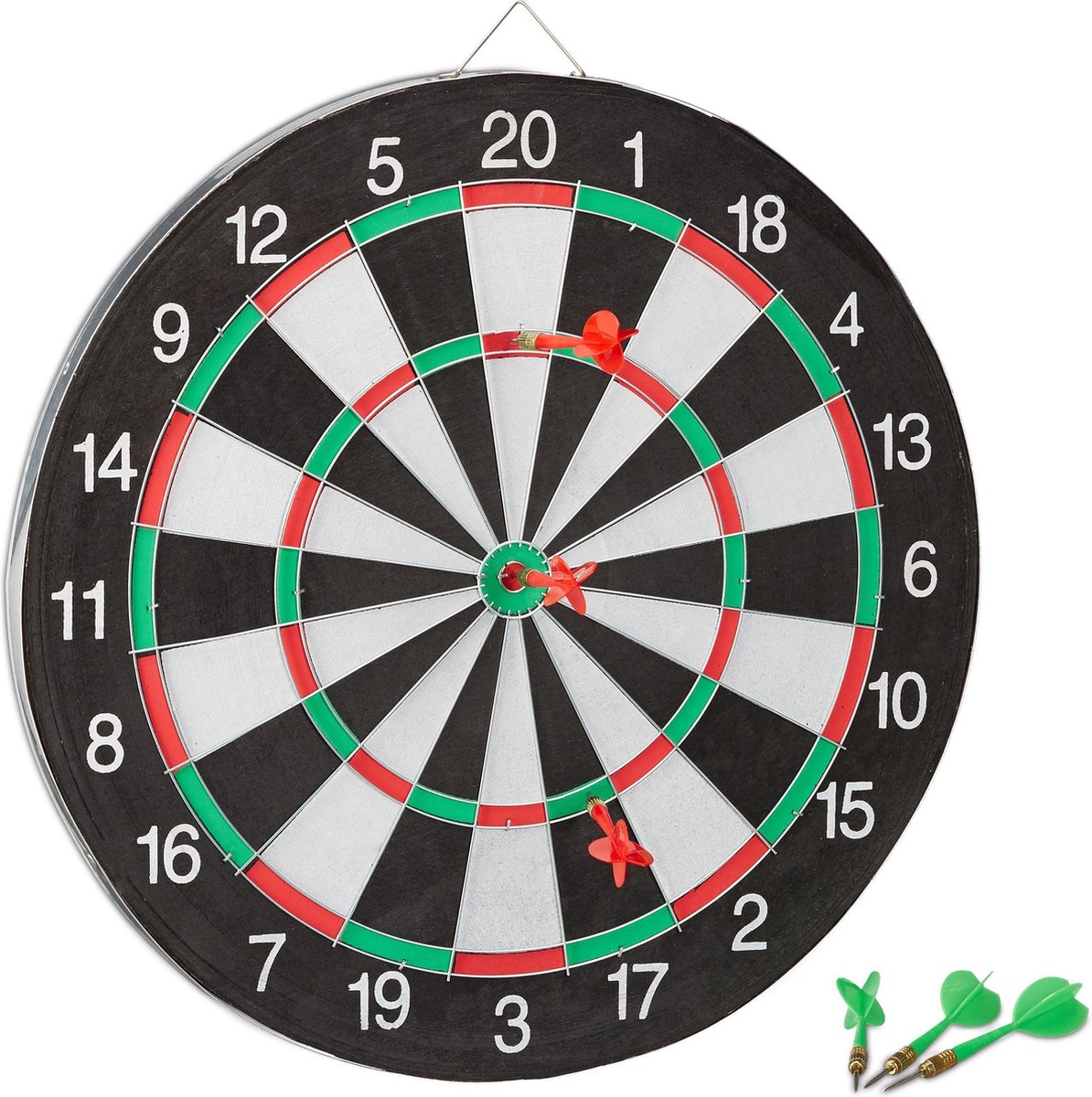 relaxdays dartbord X2 met pijlen - dartboard 43 cm - dubbelzijdig ...
