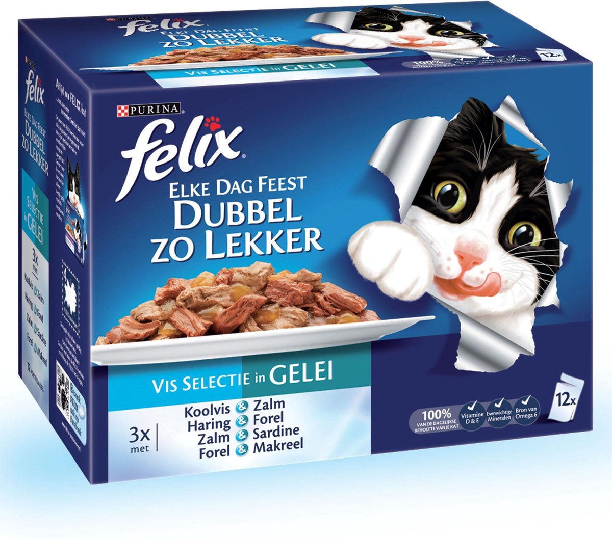 FELIX Dubbel Zo Lekker - Vis - Kattenvoer - 12 x 100 g | bol.com