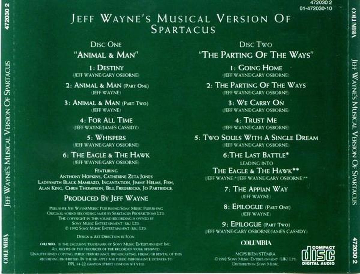 Jeff Wayne's musical version of Spartacus, Jeff Wayne | CD (album ...