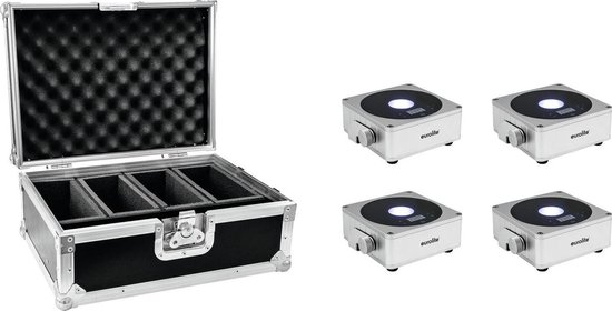 EUROLITE Set 4x accu uplighter 1 Zwart + koffer - LED Uplight Set | bol.com