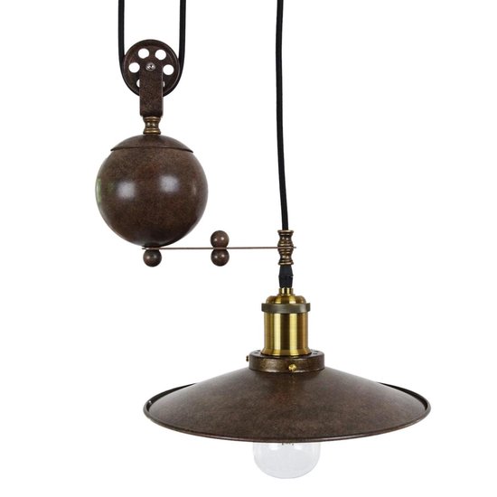 Pendant Pulley Light Single Bulb - Rustic | bol.com