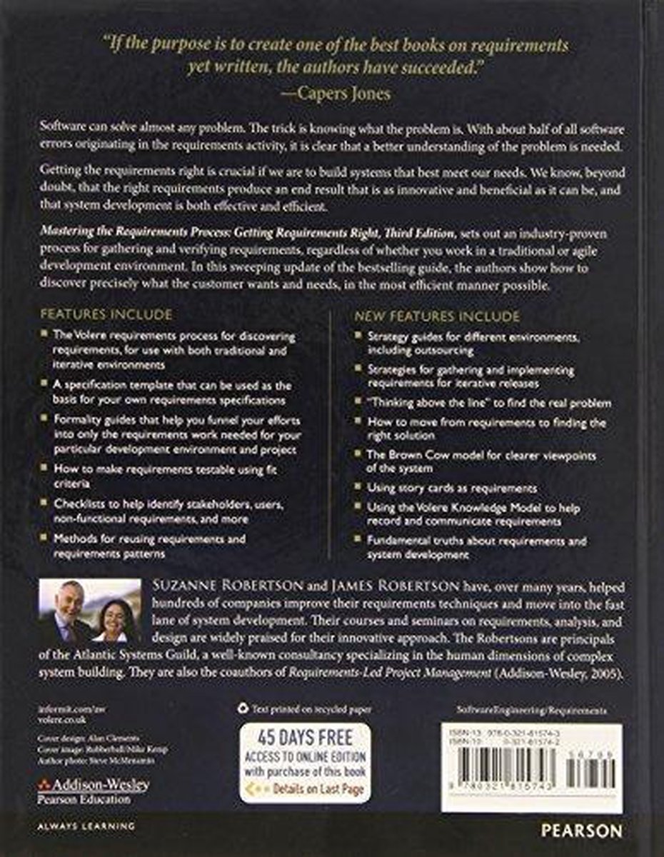 Mastering The Requirements Process 3rd | 9780321815743 | Suzanne ...