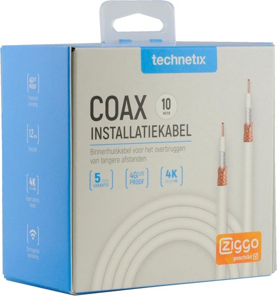 Câble coaxial Technetix COAXIH 4G / LTE proof in box / blanc - 10 ...