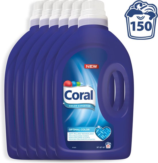 Coral Optimal Color - 150 wasbeurten - 6 x 1,4 l - Wasmiddel ...