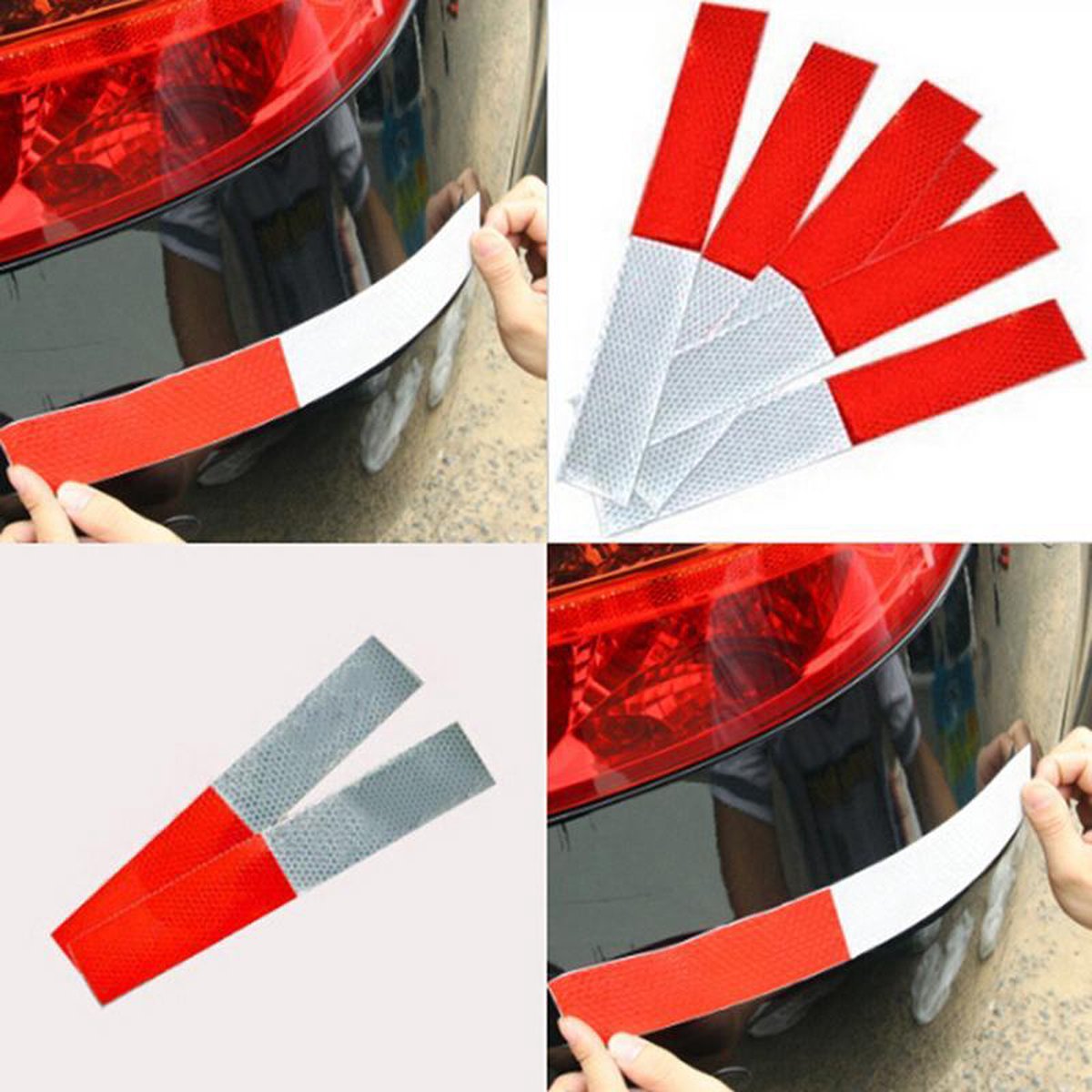 Reflectie strips 5x30cm rood/wit - Reflecterende stickers voor goede ...