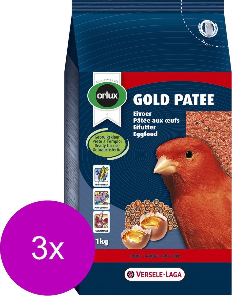 Versele-Laga Orlux Gold Patee Rood - Vogelvoer - 3 x 1 kg | bol