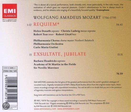 Mozart Requiem - Exsultate Jubilat, Carlo Maria Giulini | CD (album ...