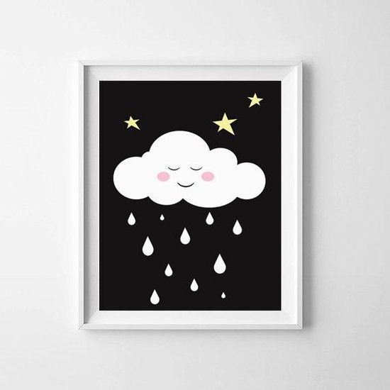 Kinderposter wolk met hartjes A4 - poster babykamer - kinderkamer ...