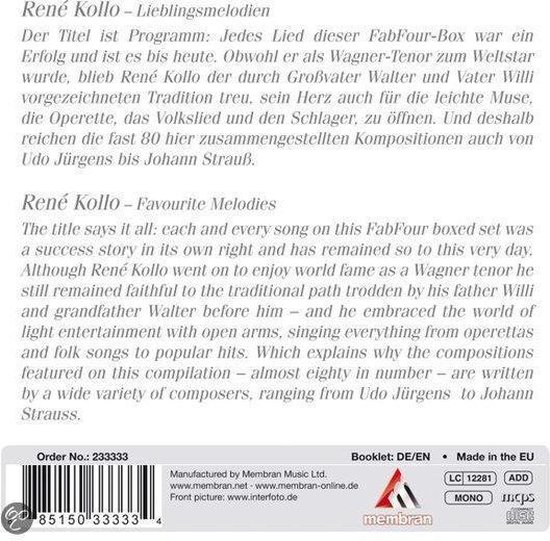 Favourite Melodies 4cd Box - Kollo Rene, René Kollo | CD (album) | Muziek | bol.com
