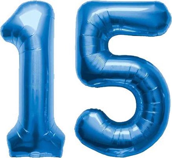 Cijfer 15 Blauw Helium 86 cm Excl. Helium | bol.com