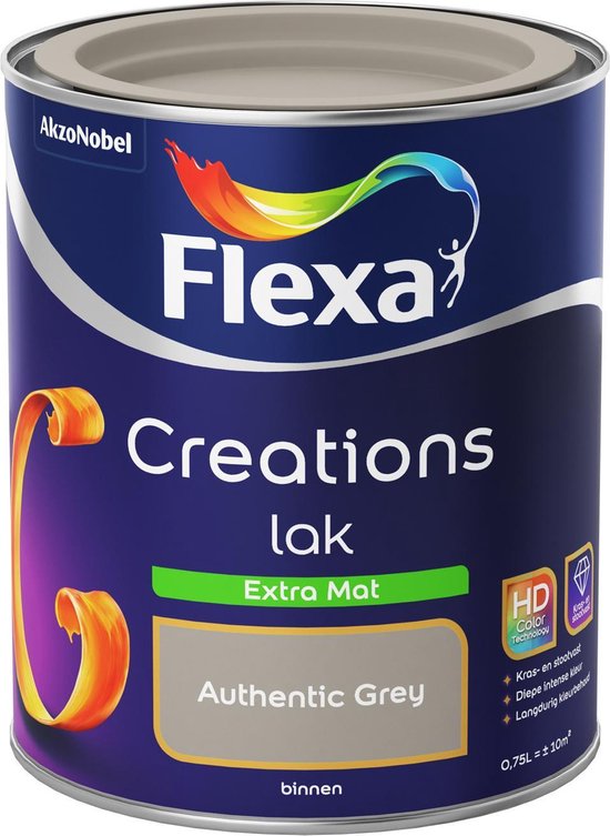 Flexa Creations - Lak Extra Mat - Authentic Grey - 750 ml | bol