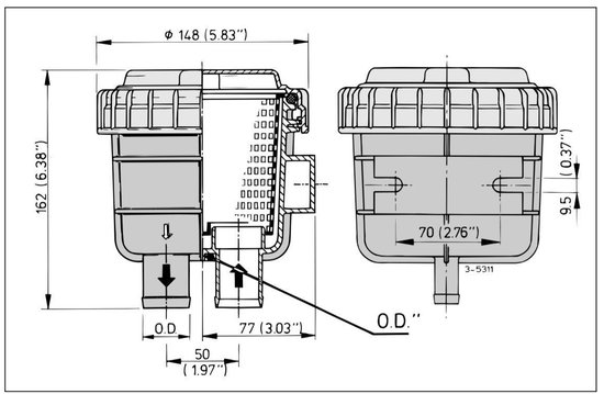 VETUS Koelwaterfilter type 330 aansluiting Ø 32 mm | bol